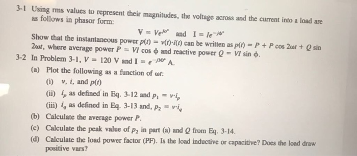 Solved Using rms values to represent their magnitudes, the | Chegg.com