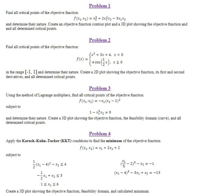 Solved Find All Critical Points Of The Objective Function