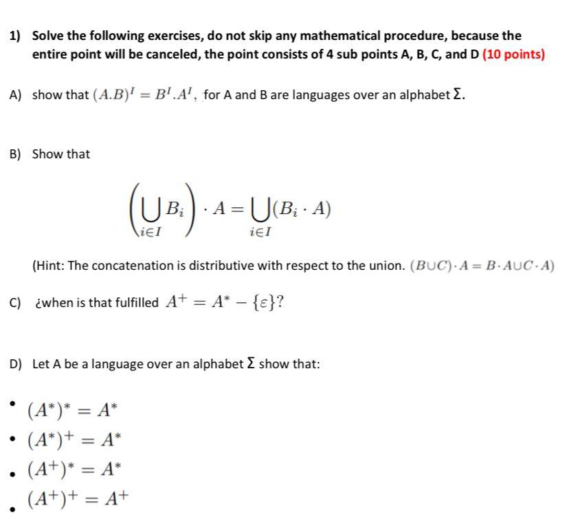 Solved 1) Solve the following exercises, do not skip any | Chegg.com