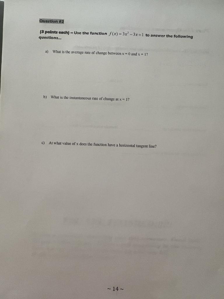 Solved Ouestion 12 [3 polnts each) - Use the function | Chegg.com