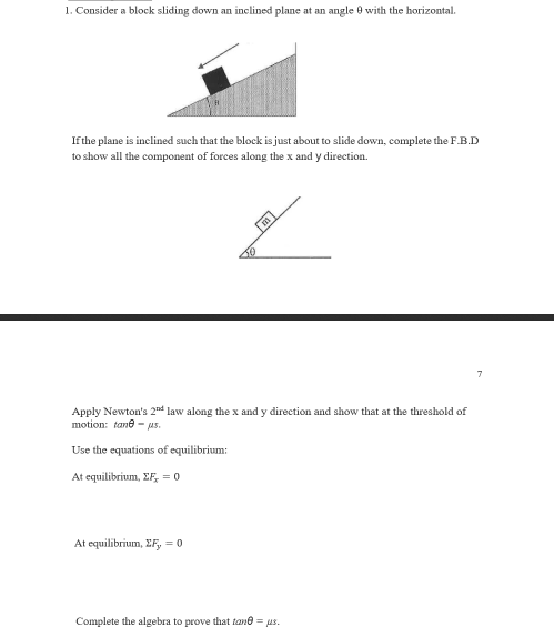Solved 1. Consider a block sliding down an inclined plane at | Chegg.com