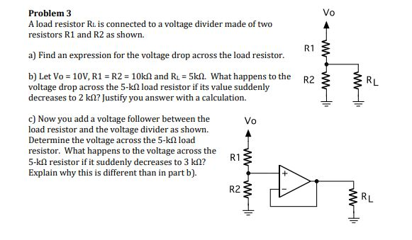 Solved Problem 3 A load resistor Ruis connected to a voltage | Chegg.com