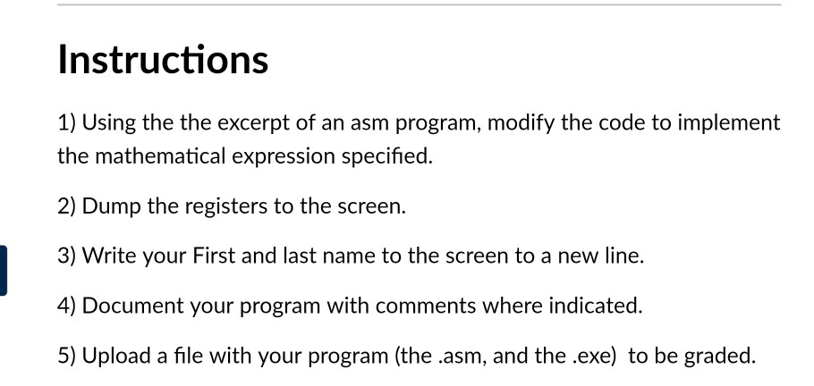 Solved Instructions 1) Using the the excerpt of an asm | Chegg.com
