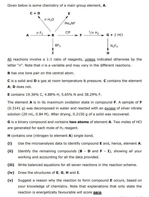 Given below is some chemistry of a main group | Chegg.com
