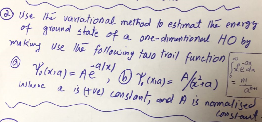 (2) Use the variational method to estimat the energy | Chegg.com