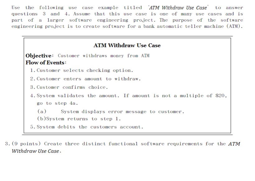 Solved Use the following use case example titled "ATM | Chegg.com