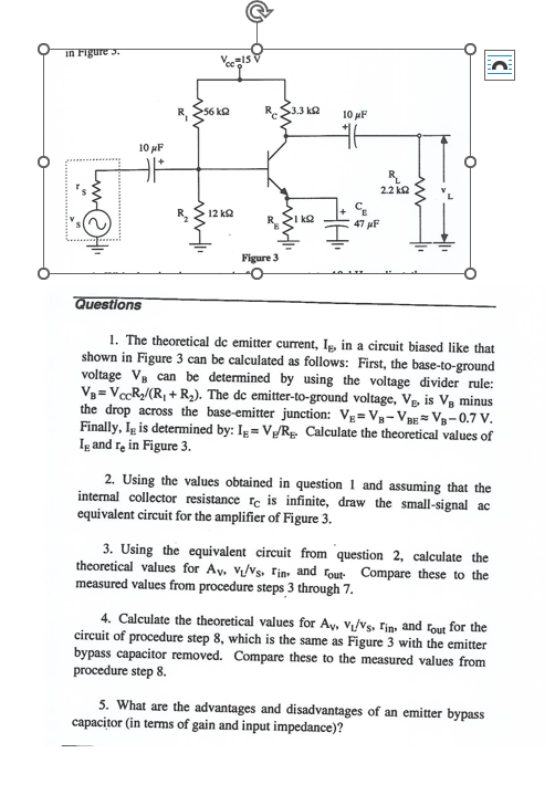 Questions1.The theoretical dc ﻿emitter current, | Chegg.com