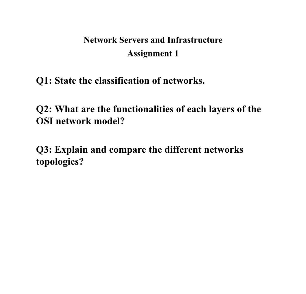 Solved Network Servers and Infrastructure Assignment 1 Q1: | Chegg.com