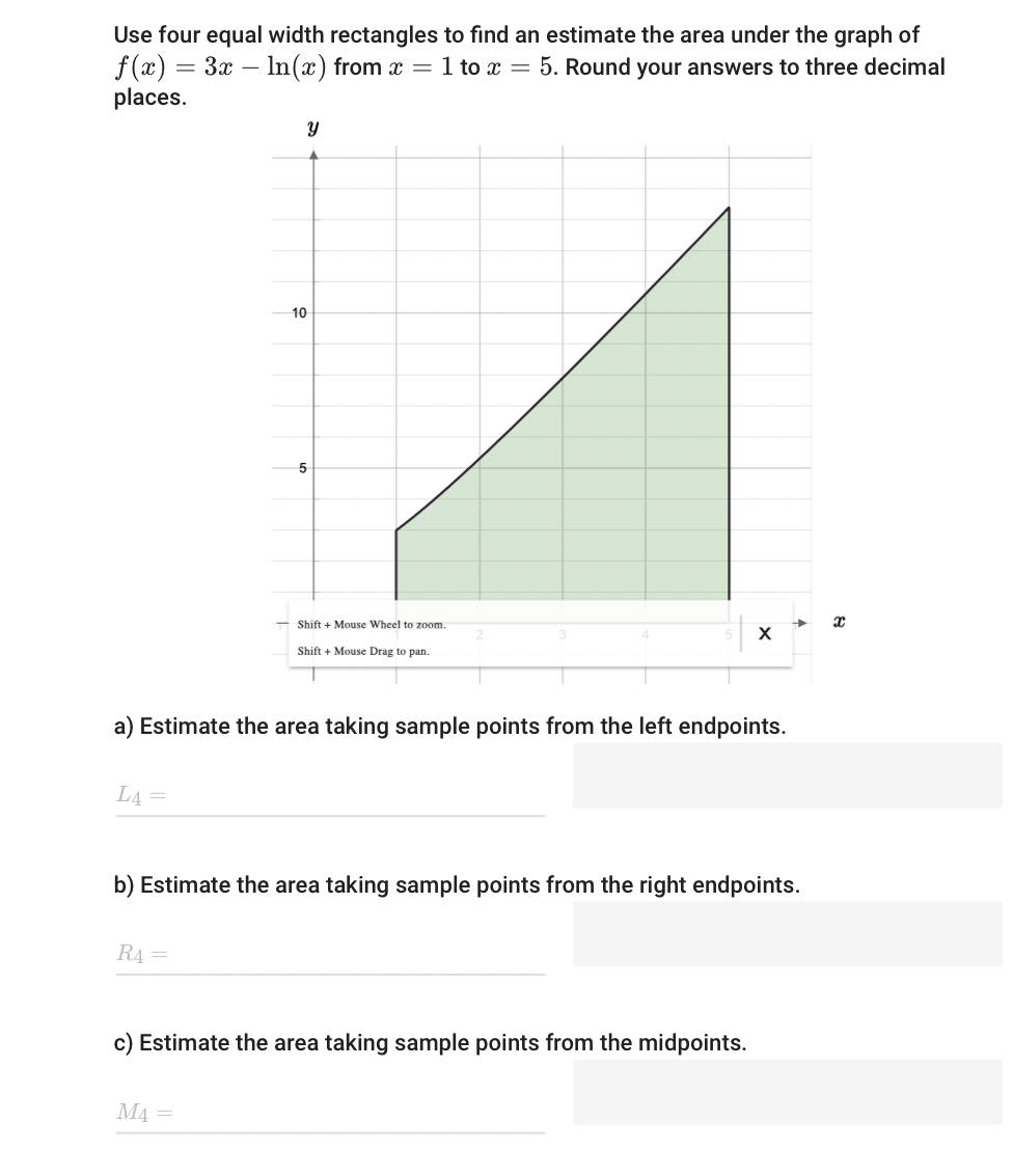 Solved Use four equal width rectangles to find an estimate | Chegg.com