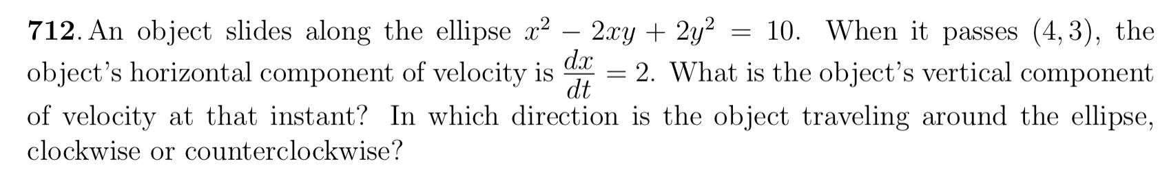 712. An object slides along the ellipse | Chegg.com