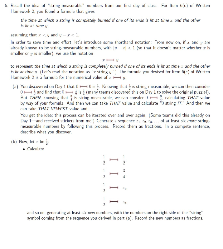 Solved 6. Recall the idea of "string-measurable" numbers | Chegg.com
