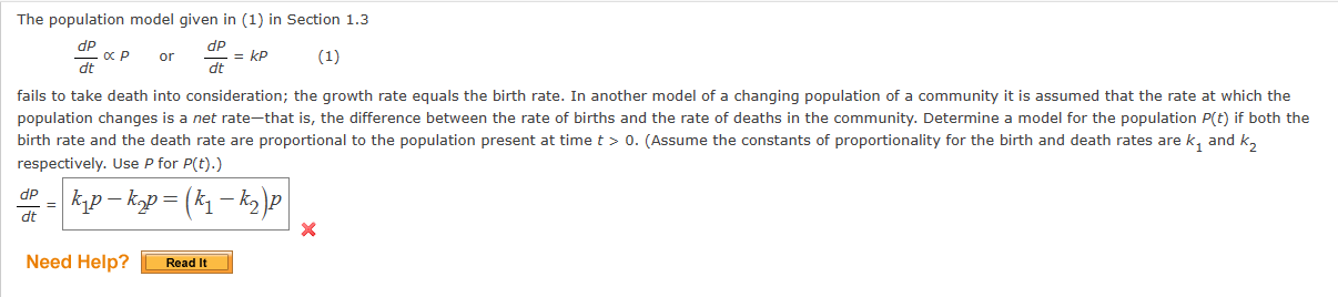 Solved The population model given in (1) in Section 1.3 | Chegg.com