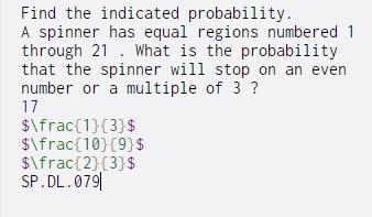 Solved Find the indicated probability. A spinner has equal | Chegg.com