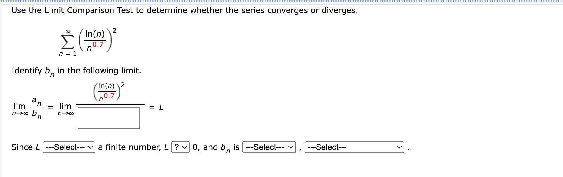 Solved Use the Limit Comparison Test to determine whether | Chegg.com