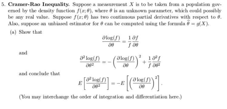 Solved 5. Cramer-Rao Inequality. Suppose a measurement X is | Chegg.com