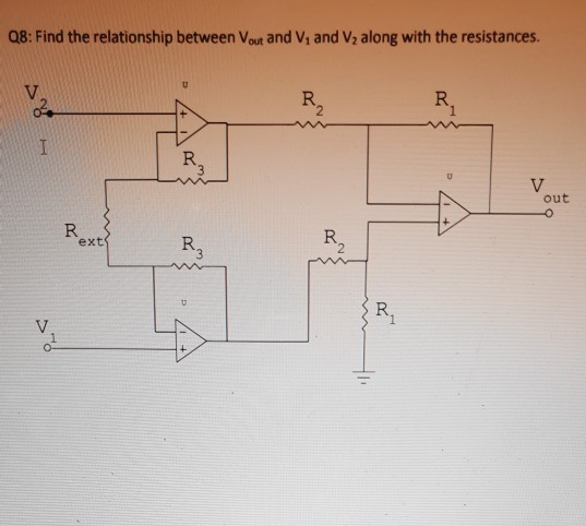Solved 08: Find the relationship between Vout and V1 and V2 | Chegg.com
