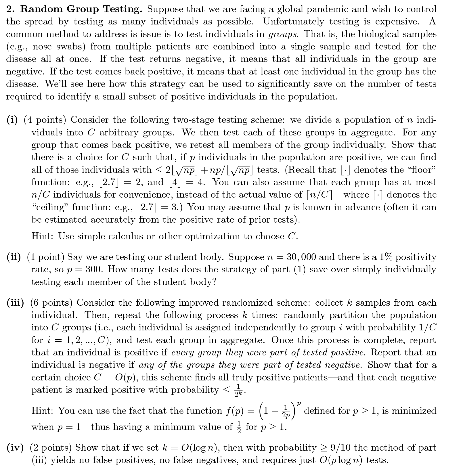 Solved 2. Random Group Testing. Suppose that we are facing a | Chegg.com
