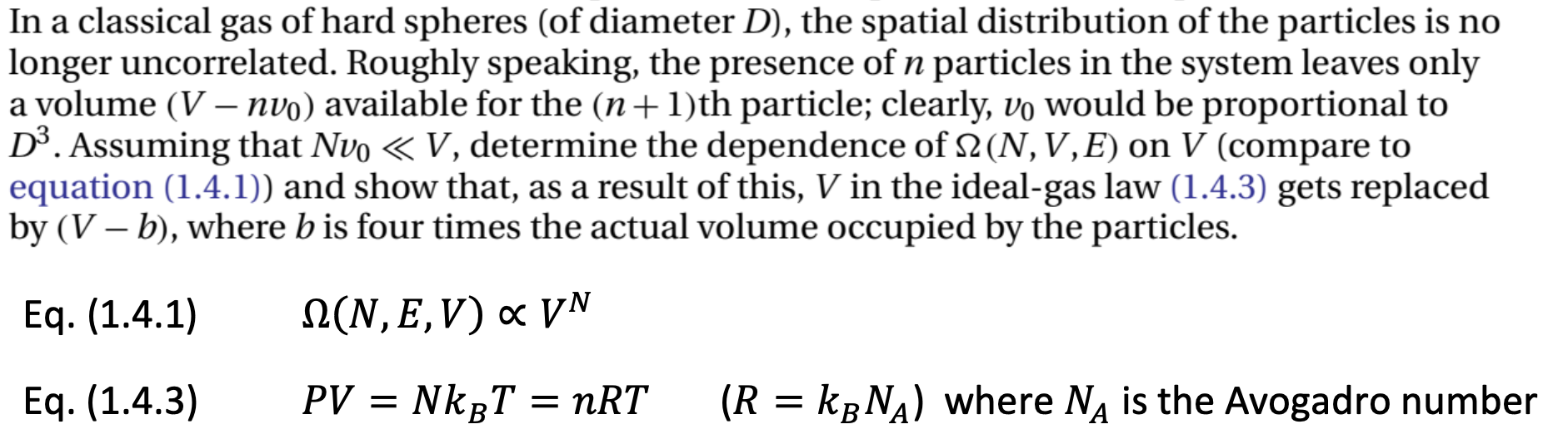 Solved In a classical gas of hard spheres (of diameter D), | Chegg.com