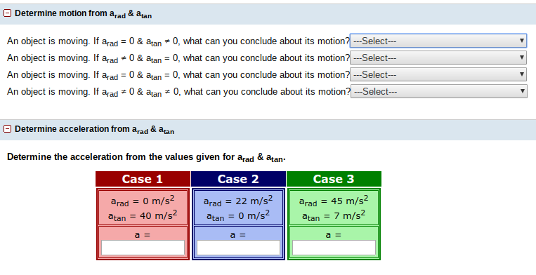 Solved Determine motion from arad & atan An object is | Chegg.com