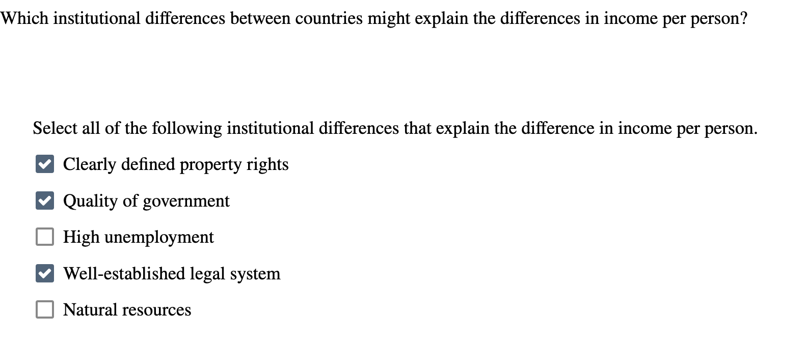 Solved Which institutional differences between countries | Chegg.com