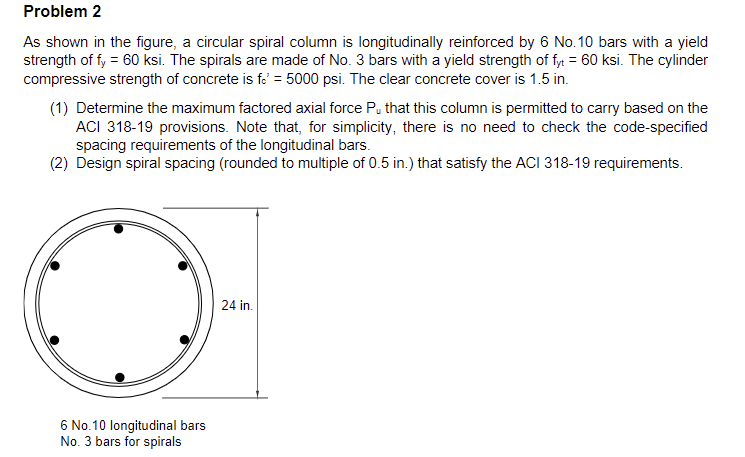 Solved As shown in the figure, a circular spiral column is | Chegg.com