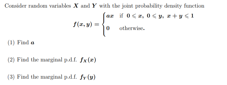 Solved Consider random variables X and Y with the joint | Chegg.com