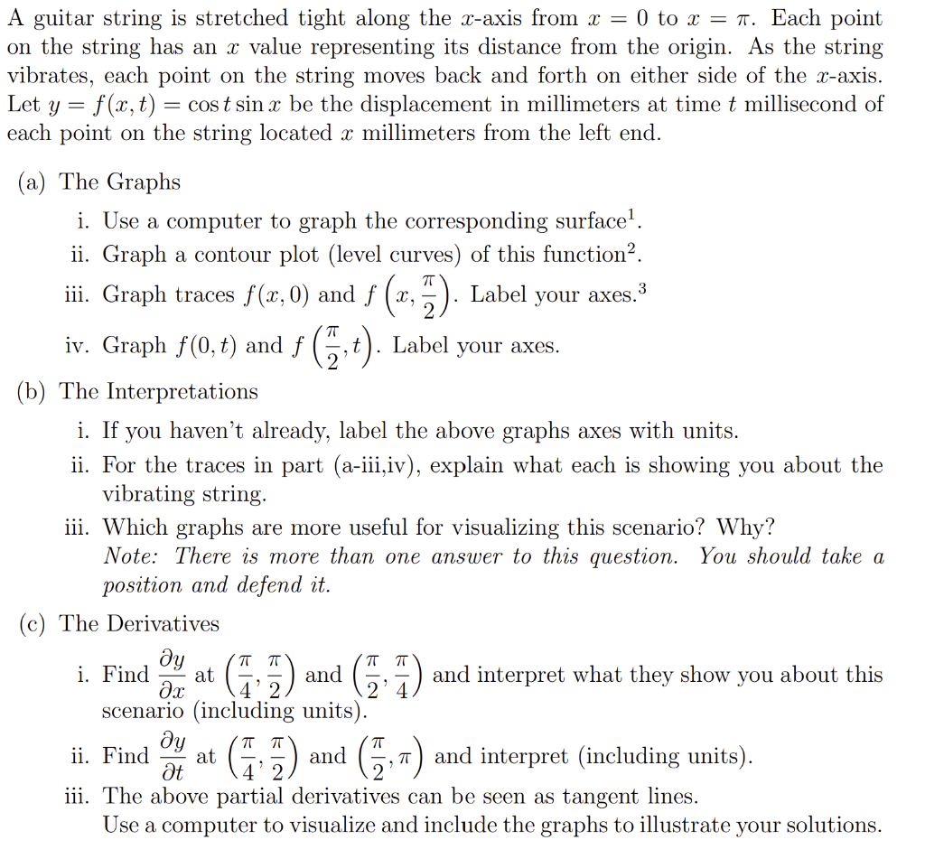 A guitar string is stretched tight along the x-axis | Chegg.com