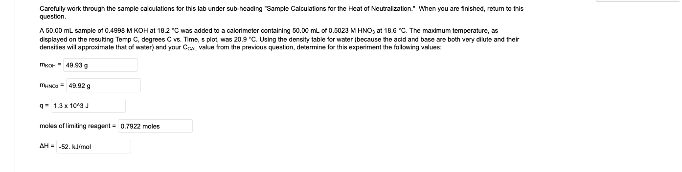 Solved Carefully work through the sample calculations for | Chegg.com