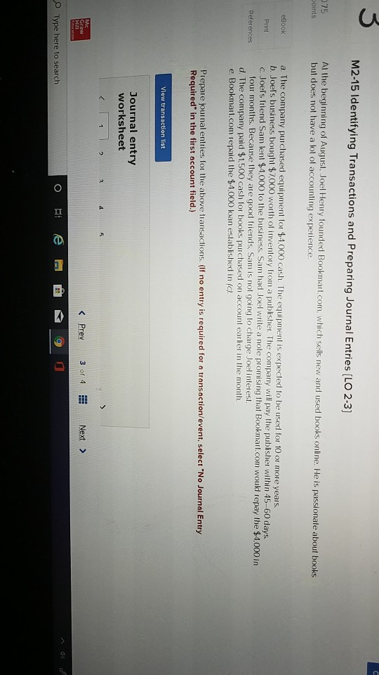 Solved M2-15 Identifying Transactions and Preparing Journal | Chegg.com