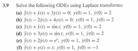 Solved 3.9 Solve the following ODEs using Laplace | Chegg.com