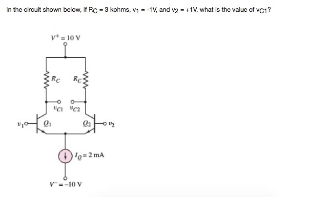 Solved In the circuit shown below, if RC 3 kohms, v1-1V, and | Chegg.com