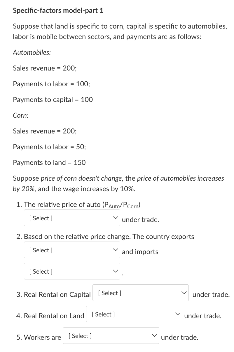 Solved Specific-factors model-part 1Suppose that land is | Chegg.com