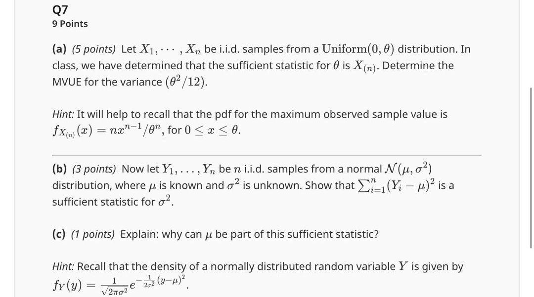 Solved 9 Points (a) (5 points) Let X1,⋯,Xn be i.i.d. samples | Chegg.com Solved 9 Points (a) (5 points) Let X1,⋯,Xn be i.i.d. samples | Chegg.com