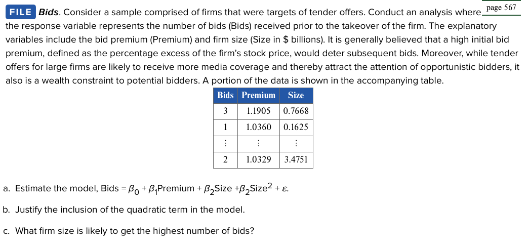Solved FILE Bids. Consider a sample comprised of firms that | Chegg.com
