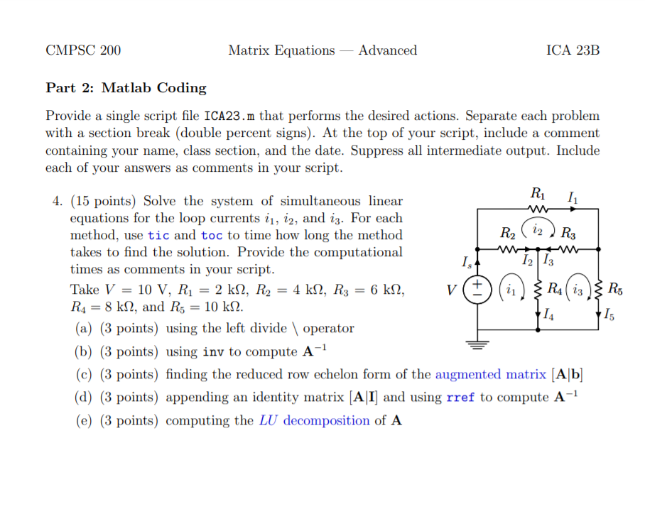 Solved CMPSC 200 Matrix Equations – Advanced ICA 23B Part 2: | Chegg.com