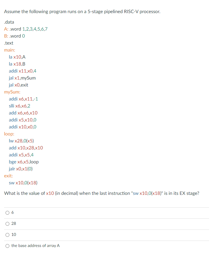Solved Assume the following program runs on a 5-stage | Chegg.com
