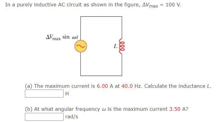 Solved In a purely inductive AC circuit as shown in the | Chegg.com