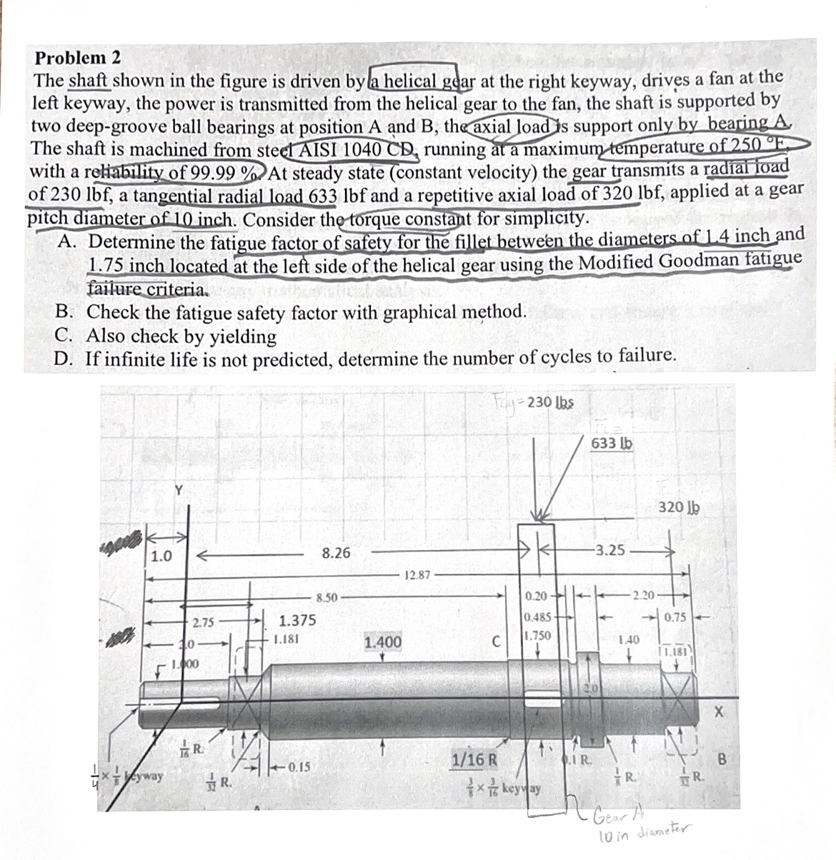 Solved Problem 2The shaft shown in the figure is driven by a | Chegg.com