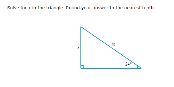 Solved Solve for x in the triangle. Round your answer to the | Chegg.com