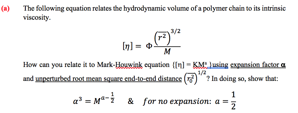 Solved (a) The following equation relates the hydrodynamic | Chegg.com