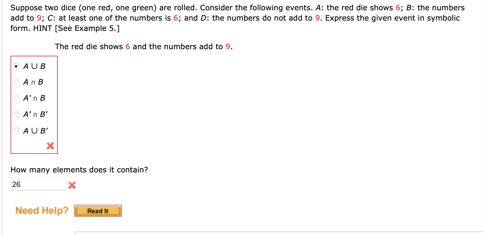Solved Suppose two dice (one red, one green) are rolled. | Chegg.com