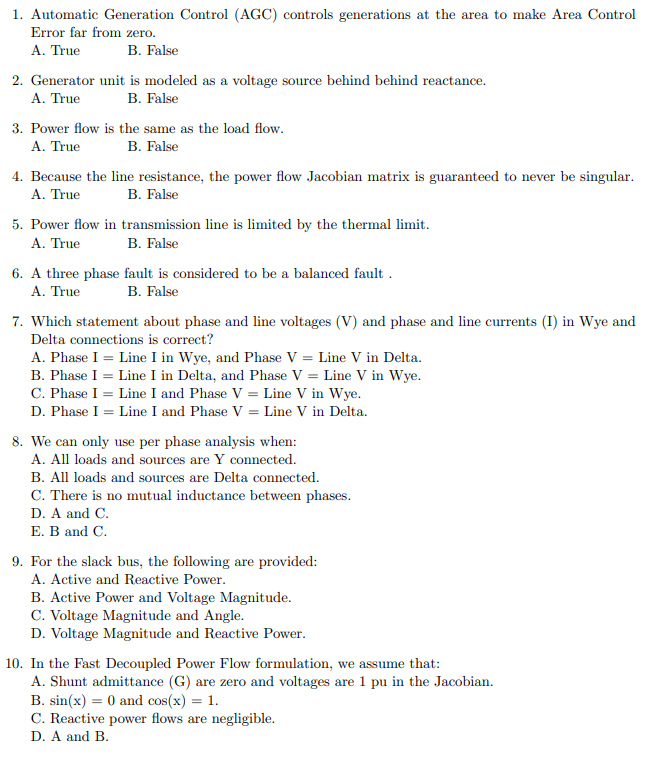 Solved 1. Automatic Generation Control (AGC) controls | Chegg.com