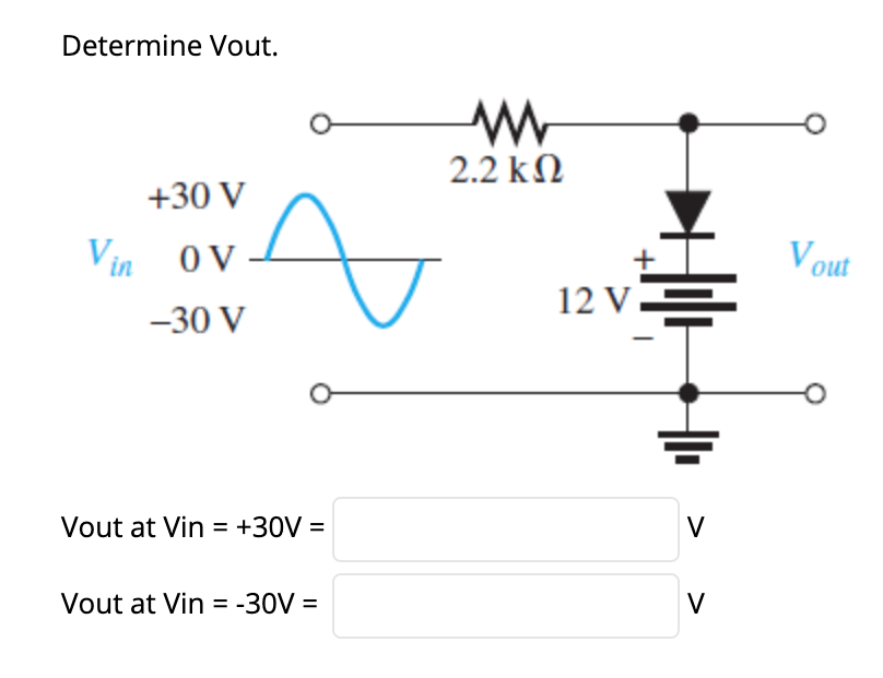 Solved Determine the output voltage, Vout for the circuit in | Chegg.com Solved Determine the output voltage, Vout for the circuit in | Chegg.com