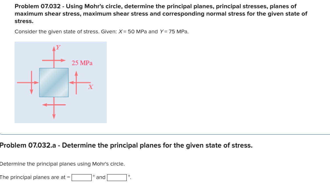 Solved Problem 07.032 - Using Mohr's circle, determine the | Chegg.com Solved Problem 07.032 - Using Mohr's circle, determine the | Chegg.com