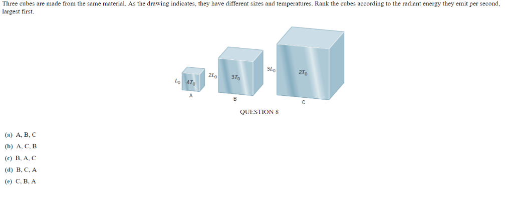 Solved Three cubes are made from the same material. As the | Chegg.com