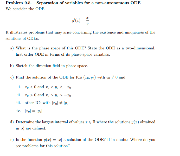 Solved Problem 9.5. Separation of variables for a | Chegg.com