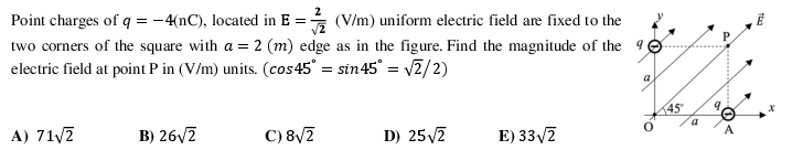Solved Point charges of q=−4(nC), located in E=22( V/m) | Chegg.com