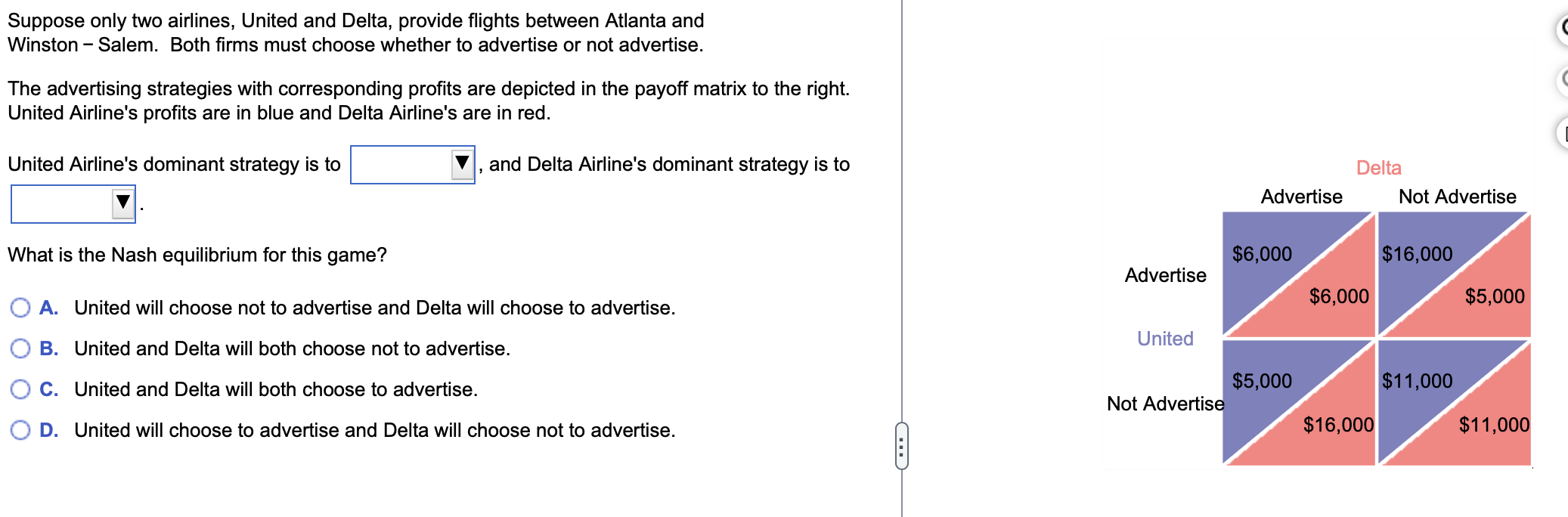 Solved Suppose only two airlines, United and Delta, provide | Chegg.com