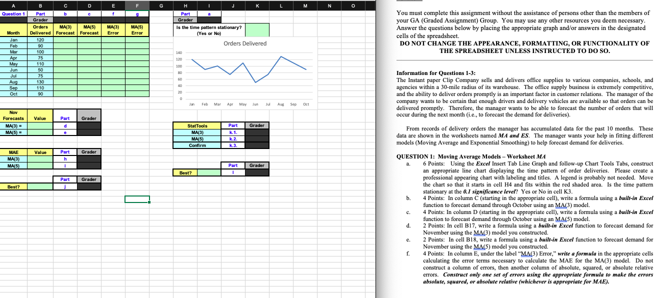 Question 1 4 Points: In column C (starting in the | Chegg.com