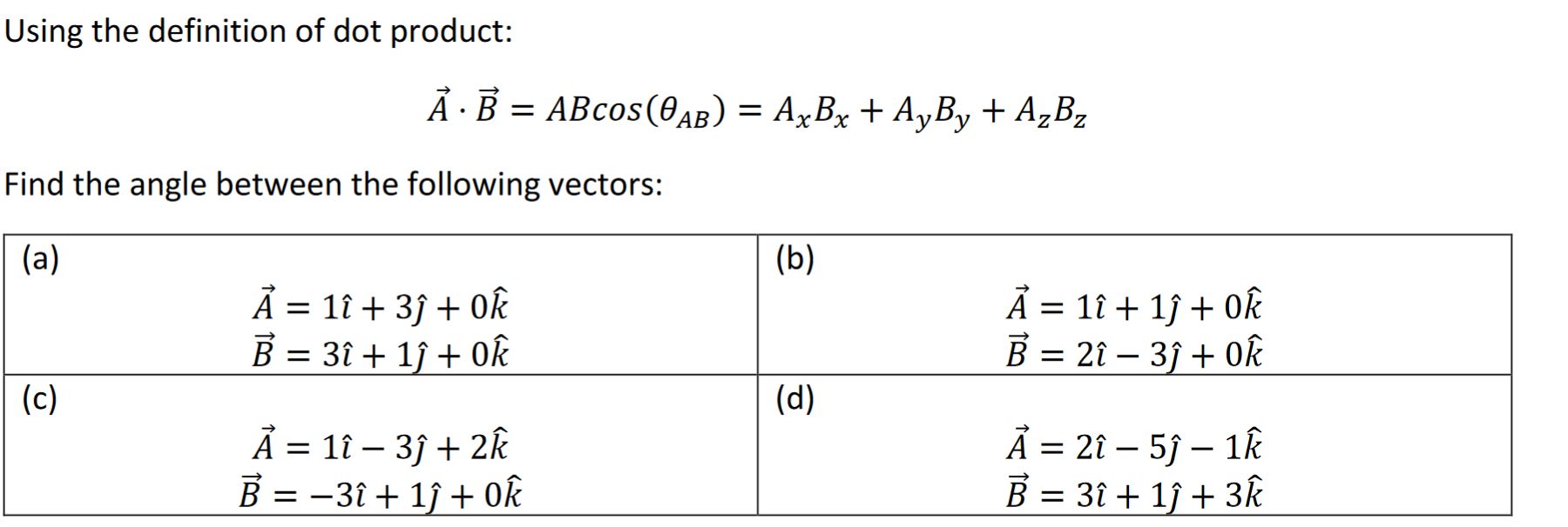 Solved Using the definition of dot product: | Chegg.com